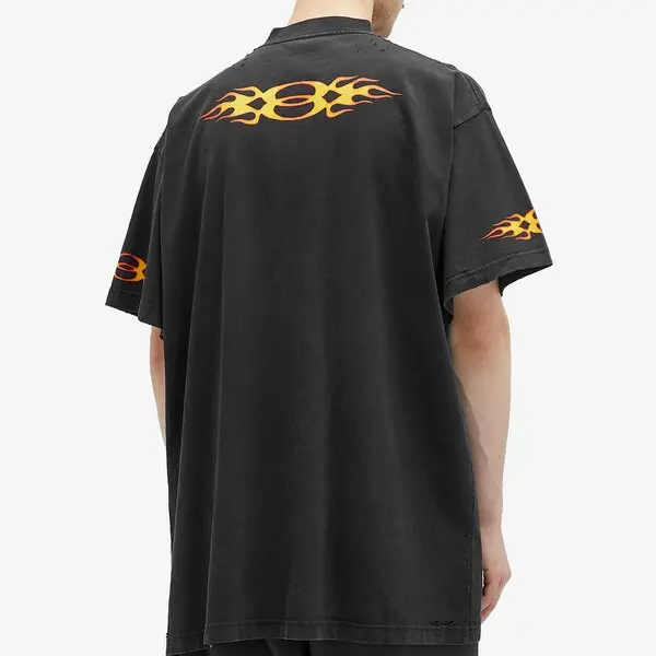Balenciaga Flame Short Sleeve T Shirt In Washed Out Black - 45